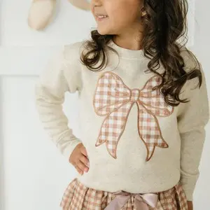 SWEET WINK Gingham Bow Patch Sweatshirt