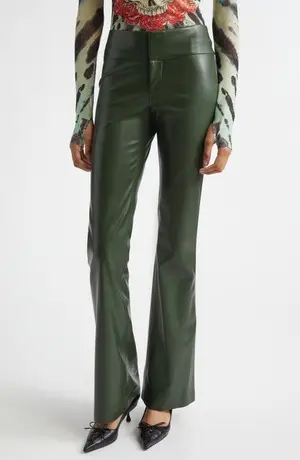 Women's Faux Leather Flare Pants