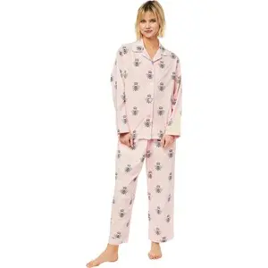 THE CAT'S PAJAMAS Luxe Pima Pajama Set Conversational - Queen Bee Pink