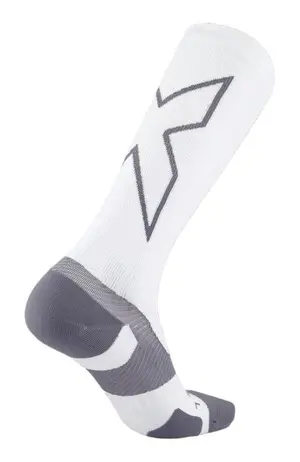 2xu Vectr Light Cushion Full Length Sock - White/grey