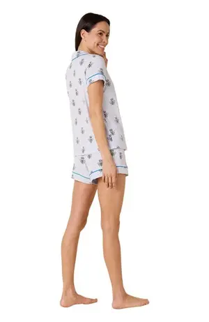 THE CAT'S PAJAMAS Pima Knit Short Set Conversational - Queen Bee Blue