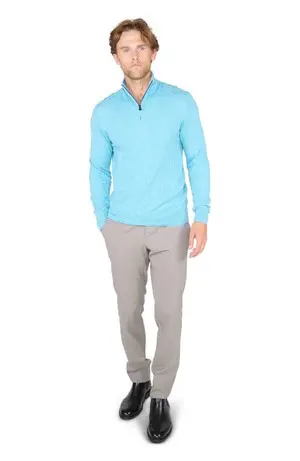 LORDS OF HARLECH Quinn Quarter-zip Merino Wool Sweater - Teal