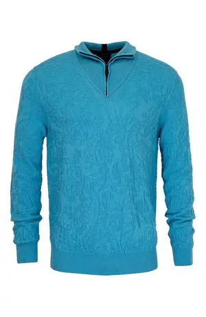 LORDS OF HARLECH Quinn Quarter-zip Merino Wool Sweater - Teal