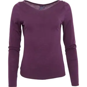 LORDS OF HARLECH Carly Merino Long Sleeve Boatneck Shirt - Plum