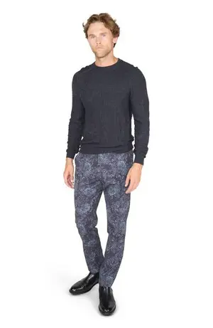 LORDS OF HARLECH Cole Fully Fashioned Merino Wool Crewneck Sweater - Charcoal