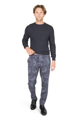 LORDS OF HARLECH Cole Fully Fashioned Merino Wool Crewneck Sweater - Charcoal