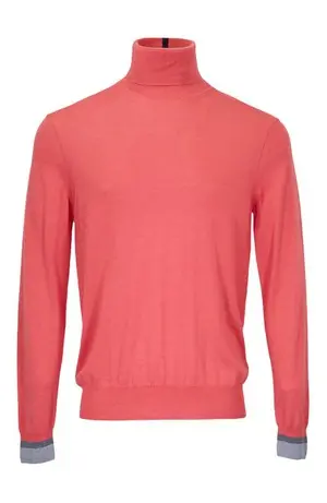 LORDS OF HARLECH Ronald Merino Wool Turtleneck Sweater - Rose
