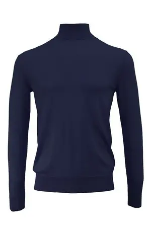 LORDS OF HARLECH Ronan Merino Wool Turtleneck Sweater - Navy
