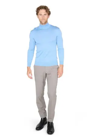 LORDS OF HARLECH Ronan Merino Wool Turtleneck Sweater - Sky