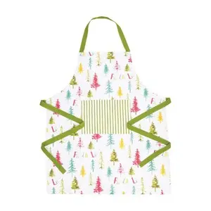 CAROL & FRANK Winter Wonderland Trees 100% Cotton Christmas Apron - Green