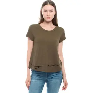 WILT CLOTHING Short Sleeve Mock Layer Tee - Dark Olive