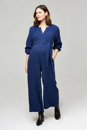 NOM MATERNITY Alma Nursing Jumpsuit - Navy Blue