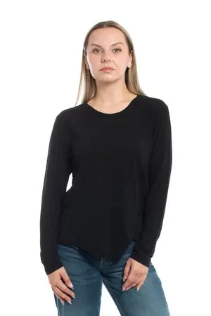 WILT CLOTHING Long Sleeve Henley Mock Double Layer Tee - Black