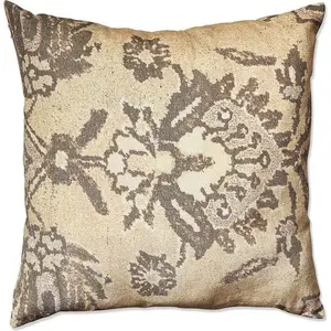 TAG Beige Kilim Digital Print Velvet Cotton Throw Pillow - Brown