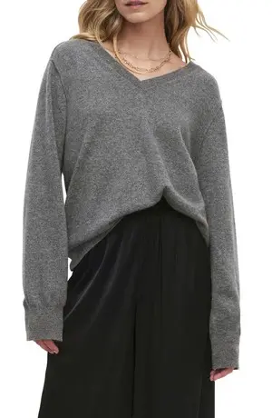 FAVORITE DAUGHTER The Ryann V-neck Cashmere Sweater - Heather Grey