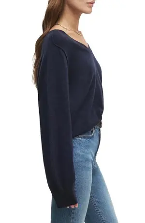 FAVORITE DAUGHTER The Ryann V-neck Cashmere Sweater - Navy