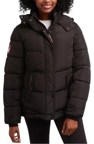CANADA WEATHER GEAR Quilted Heavyweight Puffer Parka Coat - Black