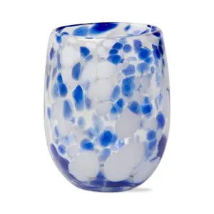 TAG Cobalt And White Confetti Stemless Drinkware Set - Blue