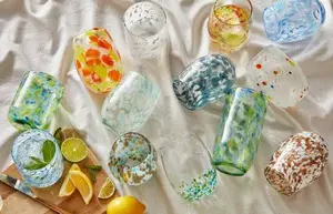 TAG Cobalt And White Confetti Stemless Drinkware Set