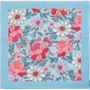 LORDS OF HARLECH Hudson Merino Wool Handkerchief Pocket Square - Catalan Floral Teal