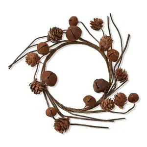 TAG Pinecone And Bell Wreath Fall Harvest Home Decoration - Brown