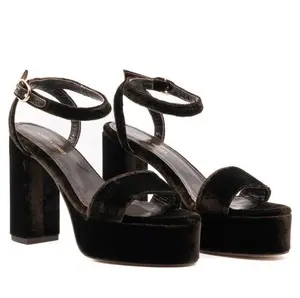 ANDREA GOMEZ Becka Velvet Platform Sandals - Chocolate