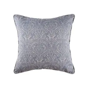 CAROL & FRANK Desiree Damask Geometric 100% Cotton Accent Throw Pillow 18" X 18" - Blue