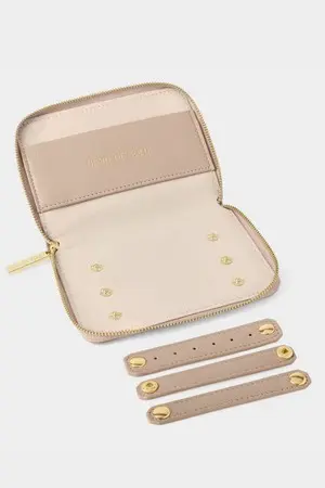 KATIE LOXTON Slim Jewelry Case 'heart Of Gold - Taupe