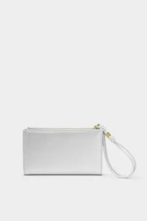 KATIE LOXTON Arden Large Braided Wristlet Wallet - Silver