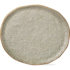 TAG Speckle Texture Glaze Serving Platter Taupe Porcelain - Brown