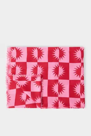 KATIE LOXTON Printed Scarf Le Soleil Print Pink