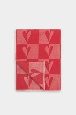 KATIE LOXTON Heart Printed Blanket Scarf - Red