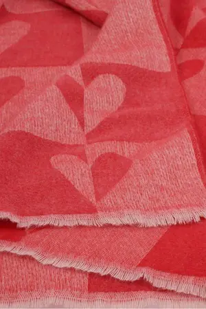 KATIE LOXTON Heart Printed Blanket Scarf - Red