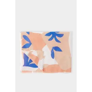 KATIE LOXTON Printed Foil Scarf Botanical Print - Coral