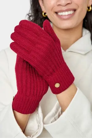 KATIE LOXTON Knitted Gloves With Gold-tone Disc Detail