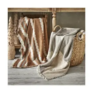 TAG Alia Taupe Soft Cozy Throw Blanket For Everyday Use