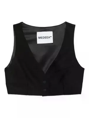 MEDEEA Button Pocket Cropped Vest