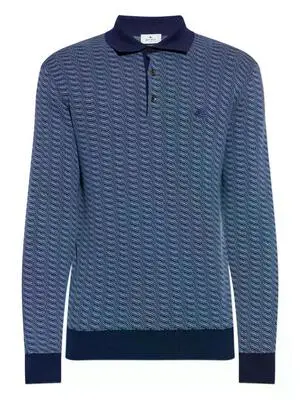 Etro Patterned Buttoned Polo Shirt - Blue