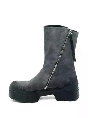 VIC MATIE Roccia Zip-up Leather Ankle Boots - Grey