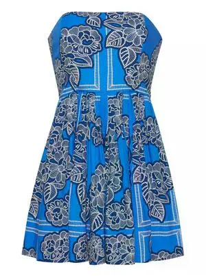 Cara Cara Torres Strapless Floral Mini Dress - Blue