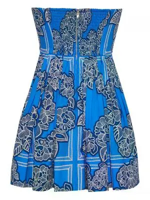 Cara Cara Torres Strapless Floral Mini Dress - Blue