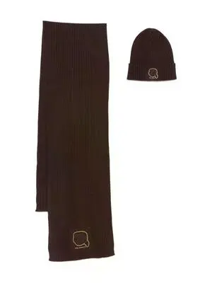 Karl Lagerfeld Ribbed Beanie Scarf - Brown
