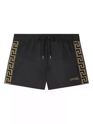 Versace Greca Drawstring Swim Shorts - Black