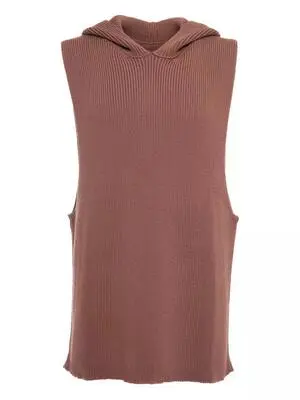 Rick Owens Ribbed Tank Hoodie - Brown