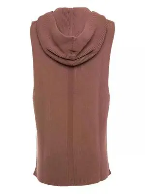 Rick Owens Ribbed Tank Hoodie - Brown