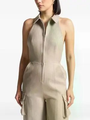 Manière De Voir Halterneck Cargo Jumpsuit - Brown