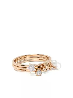AGNÈS B. Pearl Charm Ring Set - Gold