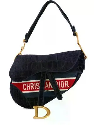 Dior Saddle Velvet Shoulder Bag - Blue