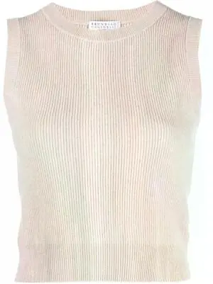 Brunello Cucinelli Ribbed-knit Sleeveless Sweater - Neutrals