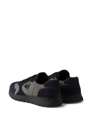 Prada Suede And Re-nylon Lace-up Sneakers - Blue